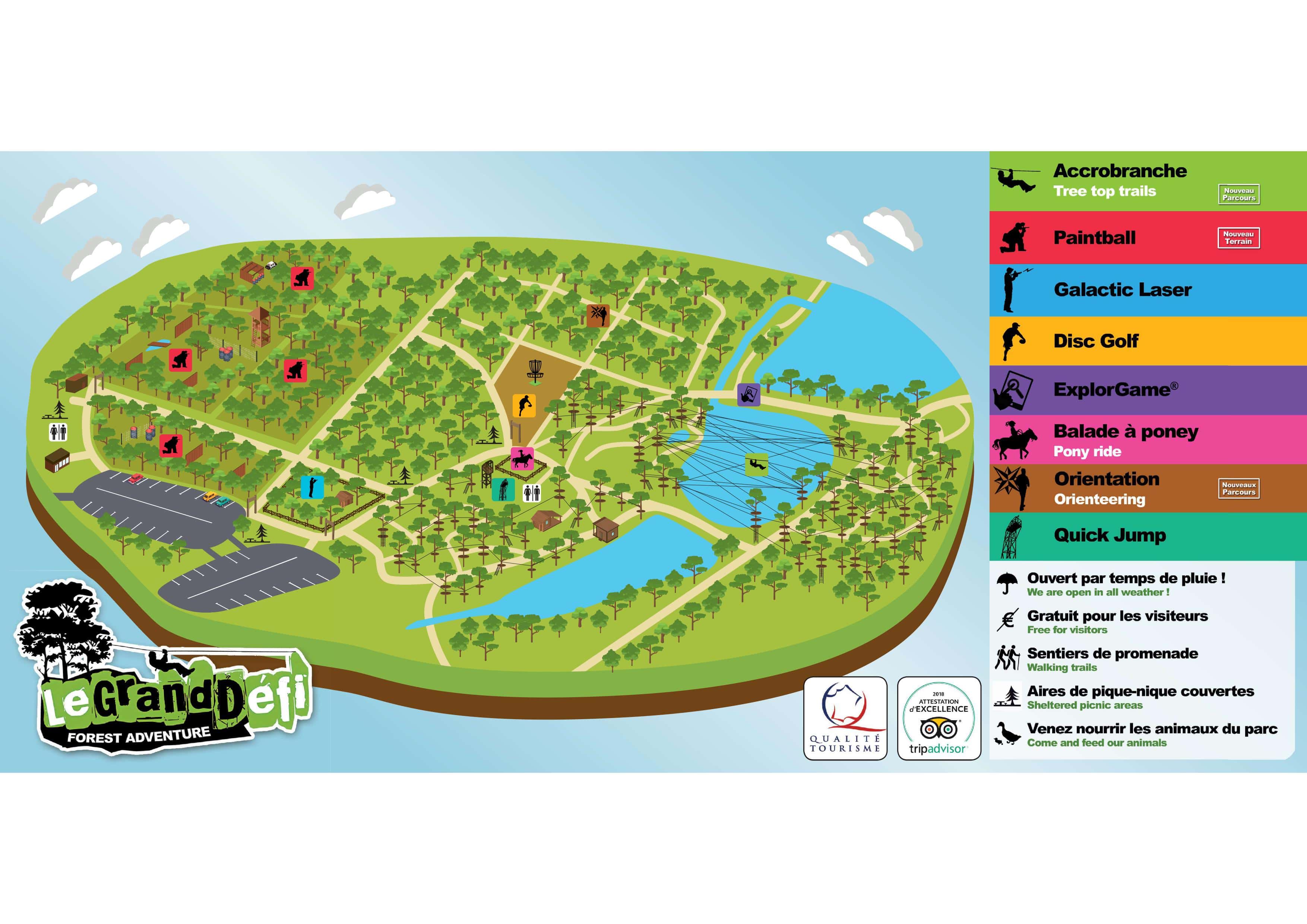 Le Grand Defi Plan du parc - Le Grand Defi en Vendée à 1H de Nantes